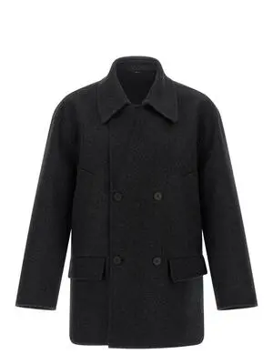 Fendi Felt Wool Double-breasted Coat - Gray