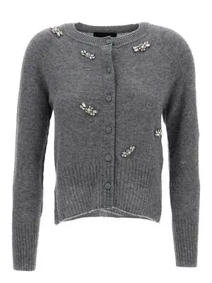 Simone Rocha Embellished Cashmere Cardigan With Crystals And Faux Pearls - Multicolor