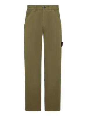 Stone Island Cotton Trousers With Logo - Green