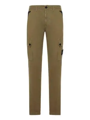 Stone Island Cotton Trousers With Compass Logo - Multicolor