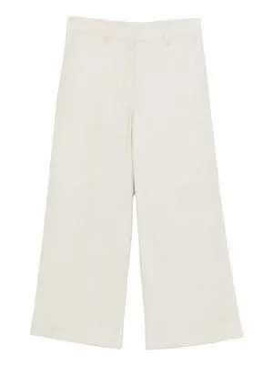 Max Mara Cropped Linen Trousers - Cream
