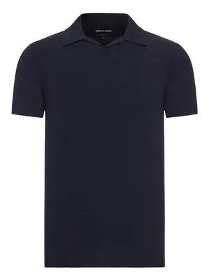 Giorgio Armani Short-sleeved Polo Shirt In Technical Fabric - Blue