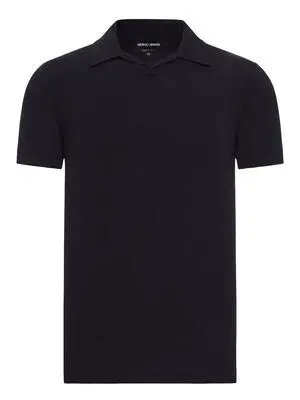 Giorgio Armani Short-sleeved Polo Shirt In Technical Fabric - Black