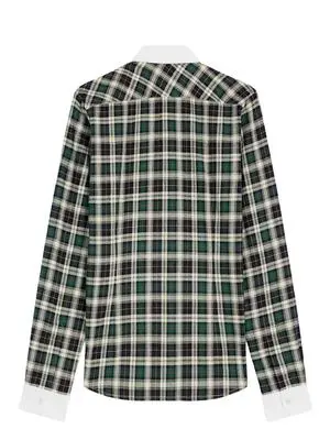 Celine Tartan Cotton Shirt With Contrasting Details - Multicolor
