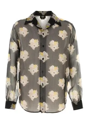 Fendi Fendi Men Printed Organza Shirt Multicolor