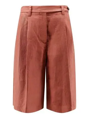 Brunello Cucinelli Linen Shorts With Monili Detail - Multicolor