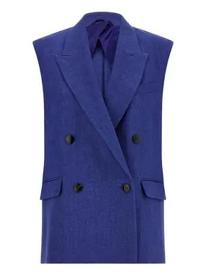 Max Mara Double Breasted Waistcoat - Blue