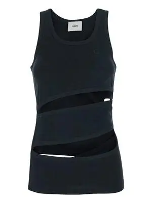 Coperni Sleeveless Top With Spiral Cut-out And Embroidered Logo - Multicolor