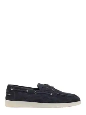 Prada Suede Low-top Boat Shoes With Artisan Finishes - Blue