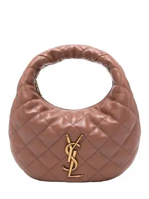 Saint Laurent Quilted Lambskin Hobo Bag - Brown