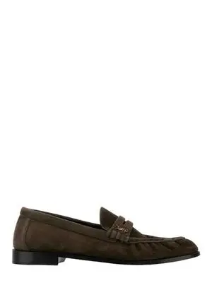 Saint Laurent Suede Gathered Detail Loafers - Brown