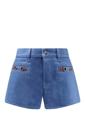 Gucci Cotton Shorts With Iconic Horsebit Detail - Multicolor