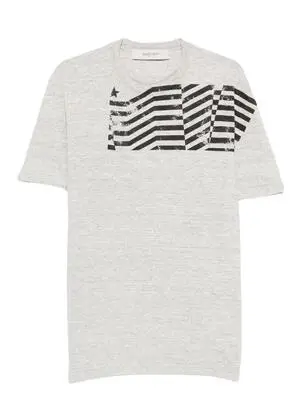 GOLDEN GOOSE Journey` Regular T-shirt With Flag Print - Multicolor