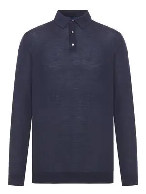 Kiton Long-sleeved Wool Polo Shirt - Blue