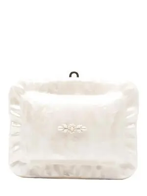 Simone Rocha Ruffled Pearl Embellishment Clutch Bag - White