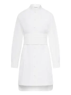 Alaïa Cotton Poplin Mandarin Collar Dress - White