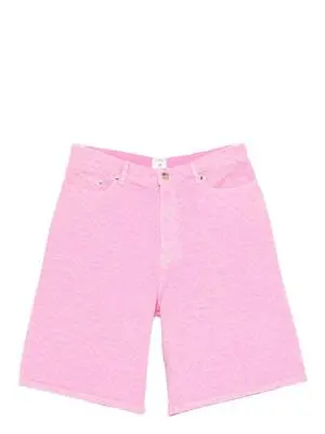 Casablanca Monogrammed Denim Shorts - Pink