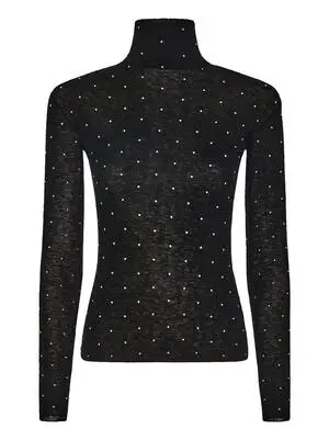 Rabanne Black Turtleneck With Appliques - Multicolor