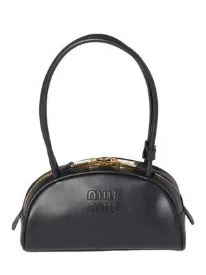 Miu Miu Embossed Logo Calf Leather Shoulder Bag - Black