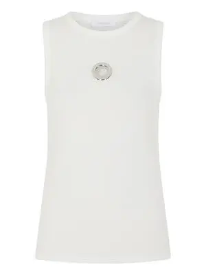 Rabanne Sleeveless Top With Metallic Logo Detail - Multicolor
