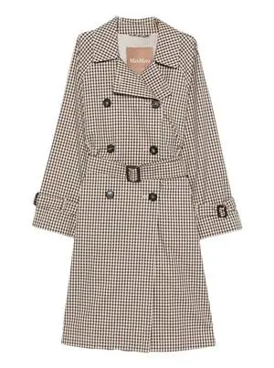 Max Mara Checked Double-breasted Belted Coat - Cream