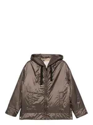 Max Mara Puffer Jacket With Hood And Zip Fastening - Brown