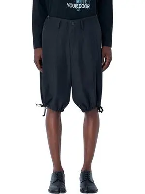 Yohji Yamamoto Drawstring Hem Relaxed Fit Shorts - Black