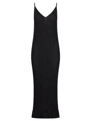 JIL SANDER V-neck Ruffled Hem Dress - Black