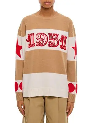 Max Mara Dirce Oversized Sweater With "1951" Logo And Star Detail - Multicolor