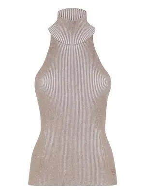 Fendi Ribbed Knit Sleeveless Top - Multicolor
