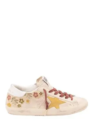 GOLDEN GOOSE Super-star Sneakers With Floral Embroidery - Multicolor