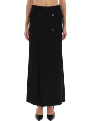 Balenciaga Long Sartorial Wool Blend Skirt - Black