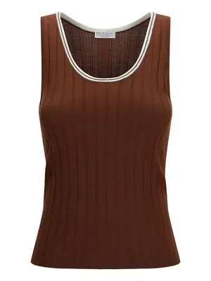 Brunello Cucinelli Brunello Cucinelli Ribbed Jersey Sleeveless Top Multicolor