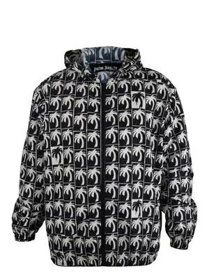 Palm Angels Palm Tree Print Nylon Windbreaker Jacket - Black