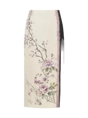 DIOR CHRISTIAN DIOR Printed Silk Midi Skirt