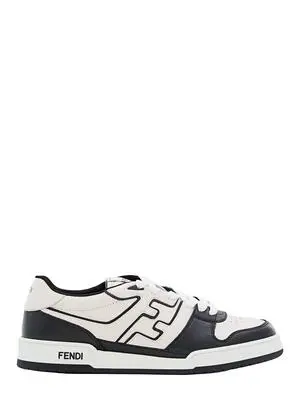 Fendi Match Lace-up Leather Sneakers - White