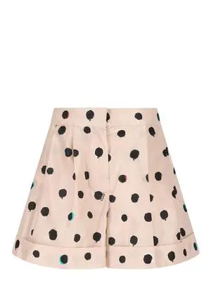 Fendi Polka Dot Silk Tailored Shorts - Pink
