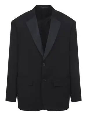 Balenciaga Wool Tuxedo Jacket With Notch Lapel - Black