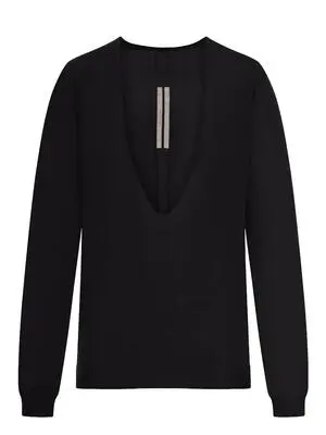 Rick Owens V-neck Virgin Wool Sweater - Black