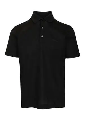 Zegna Zegna Men Short-Sleeved Cotton Polo Shirt Black
