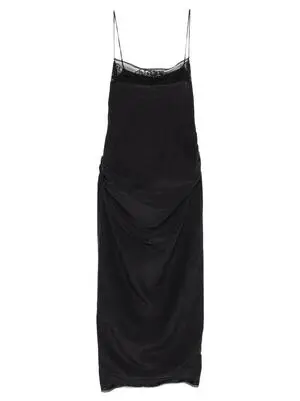 Magda Butrym Silk Midi Dress With Lace Trim - Black