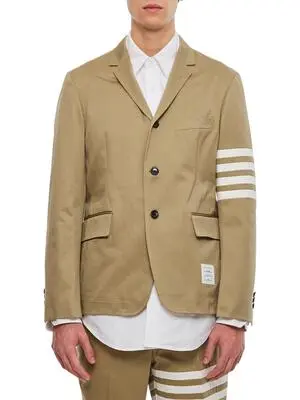 Thom Browne Single Breasted Cotton Twill Sport Jacket With Four Bar Detail - Multicolor