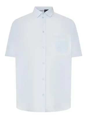 Loewe Loewe X Paula`S Ibiza Men Short-Sleeved Textured Poplin Shirt Blue