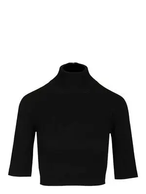 MAX MARA Max Mara Stretch Viscose Cropped Turtleneck Sweater