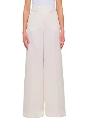 Max Mara Ninfa Wide Leg Trousers White - Multicolor