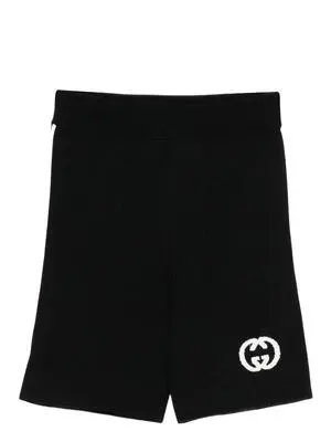 Gucci Ribbed Knit Logo Shorts - Black