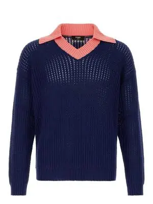 Fendi Navy Cotton Polo Shirt With Contrast Collar - Blue