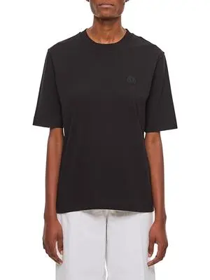 Moncler Crewneck T-shirt With Embossed Logo - Multicolor