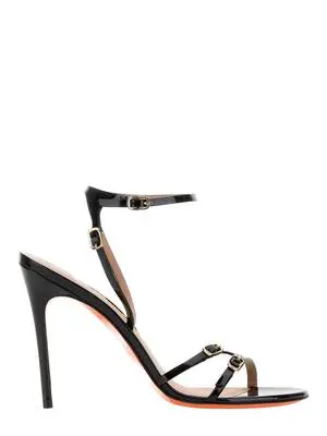 Santoni Leather Virna Sandals - Black
