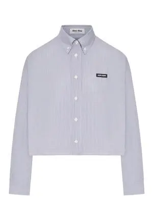 MIU MIU Miu Miu Cotton Poplin Shirt With Knitted Logo
